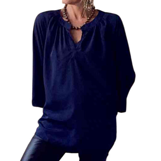 JAMILA blouse - Satin - Indigo – caravan&co nz